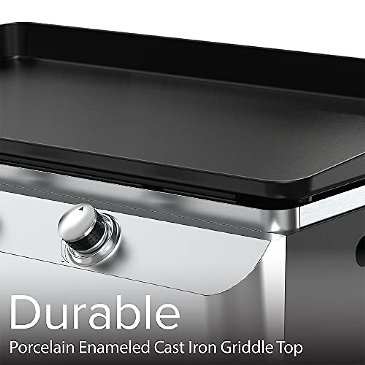 Nexgrill Premium Outdoor Cooking griddle grill, 3 Burner Griddle, 29.52"x15.75" 465sq. in. Cast Iron Griddle, Flat Top for Camping, Outdoor, Patio, Stainless Steel Griddle with knobs, Silver and Black