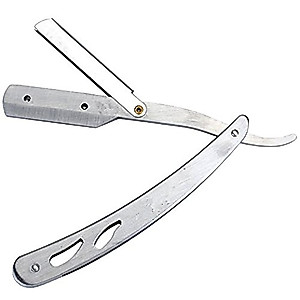 CCbeauty Stainless Steel Barber Men Straight Edge Shaving Razor Knife Handle Badger-hair Beard Shaving Brush Tool Kit and 10Pcs Refill Blades Kit