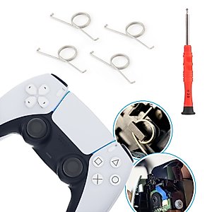 YWLRONG 4Pcs PS5 L2 R2 Trigger Button Springs for Sony PlayStation 5 PS5 Metal Trigger Keys Springs DualSense Controller Assembly Replacement with Screwdriver Tools