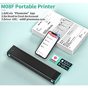 PhoPRT M08F Portable Printer,Thermal Portable Printers Wireless for Travel,Compact Bluetooth Mobile Printer Support 8.5" X 11" US Letter, Upgrade Inkless Small Printers Compatible with Phone,Laptop