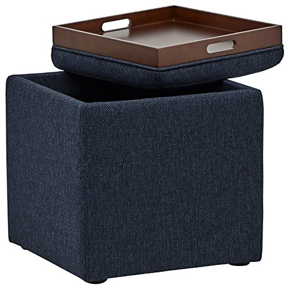 Amazon Brand – Rivet Ross Modern Tweed Lift-Top Storage Ottoman Pouf, 17.7"W, Denim