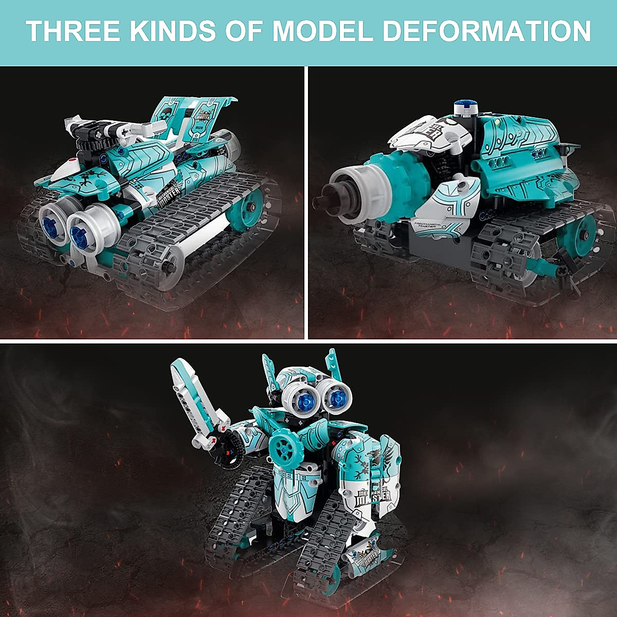 UNIQUE KIDS Building Remote Control STEM Building Kit for Boys 8-12 Tracked Racer Car/Tank/Robot 3 in 1 Educational Toys for 6 7 8 9 10 11 12 + Year Old Boys and Girls Birthday Gifts for Kids (Blue)