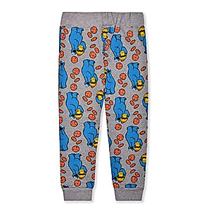 Sesame Street Cookie Monster Boys’ Long Sleeve Shirt and Jogger Set for Infant and Toddler – Blue/Grey