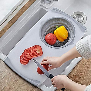 GULRUH Wood Cutting Boards for Kitchen, Home Kitchen Non-Slip Retractable Cutting Board with Drain Basket Cutting Board Drain Basket Oil-Free Kitchen Tools