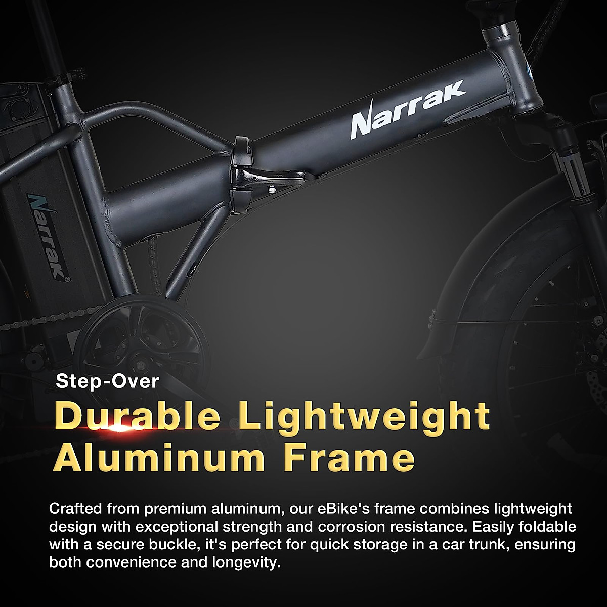 NARRAK Fat Tire Folding Electric Bike 48V 624Wh Lithium Removable Battery Peak 1100W Brushless Motor Max Speed 28Mph M5 Large LCD Display Suspension Step-Over Frame for Adults (S127-Black)