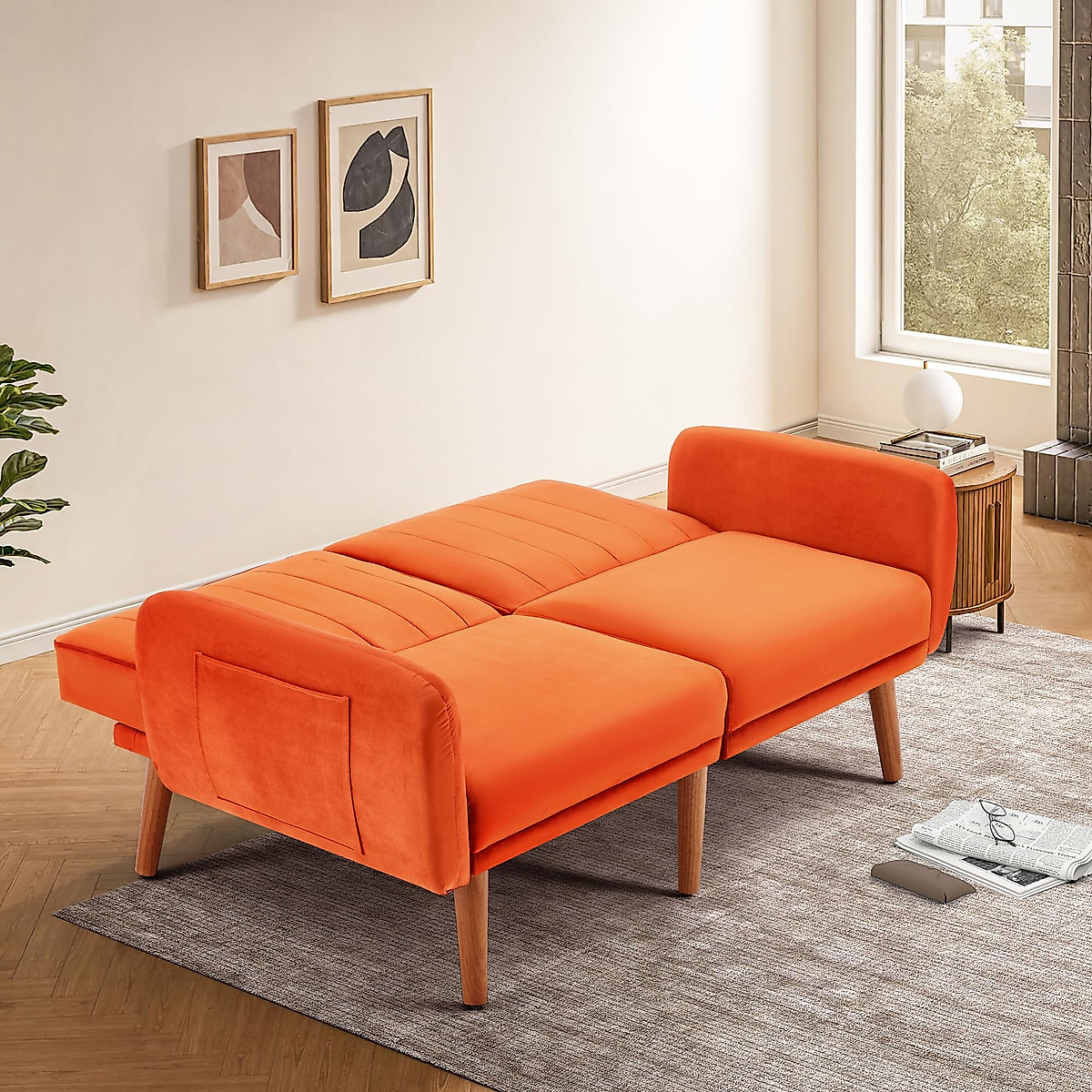 JOMEED 65" Velvet Loveseat Sofa,Modern Couch for Living Room,Futon Sofa Bed with Adjustable Backrest for Small Spaces,Dorm,Apartment