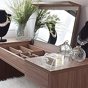 HAIJSEVR Square Stackable Organizer, Clear Acrylic Canister Set, Double Layer Storage Box, Cotton Ball Pad Swab Dispenser Holder, Make Up Pads Sponges, Hair Accessories Container