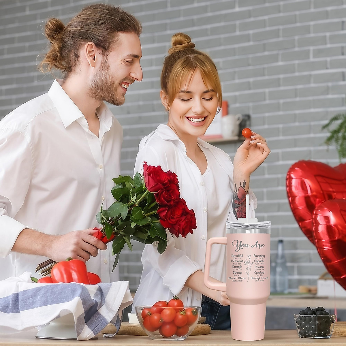 TEEZWONDER Gifts for Women, Mom - Mothers Day, Birthday, Religious, Inspirational, Thank You Gifts for Women Christian, Mom, Friends, Coworkers - You Are 40 oz Insulated Tumbler With Handle And Straw