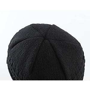 LLmoway Men Women Winter Knit Hat with Visor Warm Cuff Beanie Fleece Lined Snow Ski Skull Cap Black