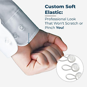 Premium 3-Pack of Collar Extenders (White Buttons) for Men and Women - Magic Extension for Shirts of All Kinds, Soft & Elastic Design - Button Extender for Dress Shirts - Neck Button Extender