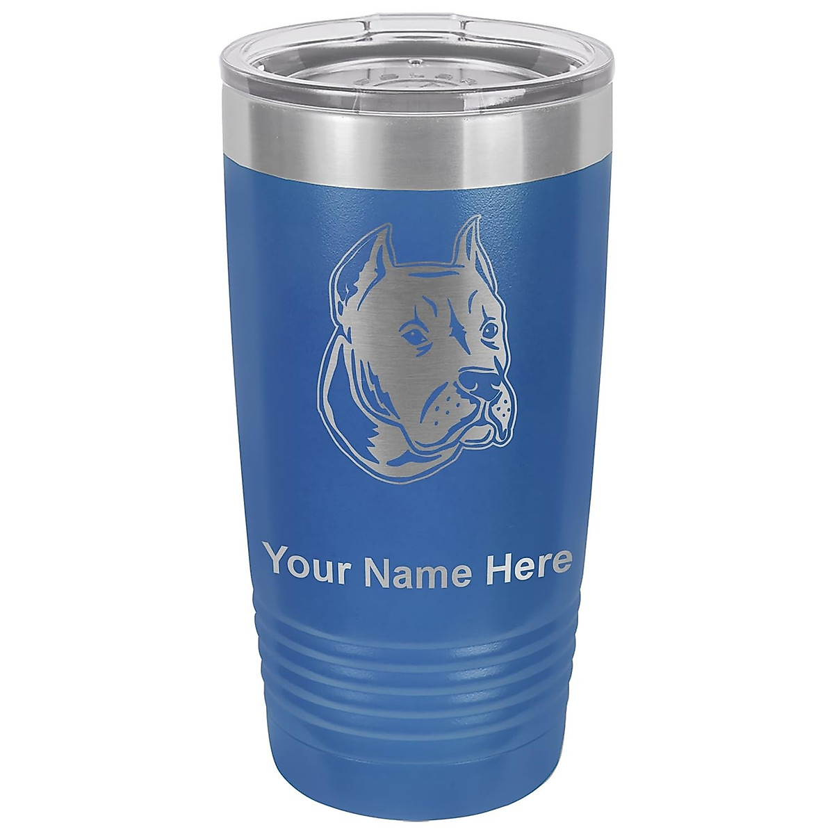LaserGram 20oz Vacuum Insulated Tumbler Mug, Dogo Argentino, Personalized Engraving Included (Dark Blue)
