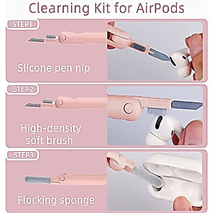 Gtinna 7 in 1 Computer Keyboard Cleaning Brush Set Earbuds Cleaning Pen Wireless Bluetooth Headset Charging Box Electronics Keyboard Cleaning Tools Cleaner Keycap Puller Kit (Pink)