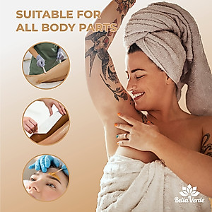 Bella Verde Wooden Wax Applicator Sticks and Non-Woven White Wax Strips - Wooden Waxing Spatulas - Large - 400 count - Hair removal - For Men - Women - Brazilian Eyebrow Home Body Waxing - Prime