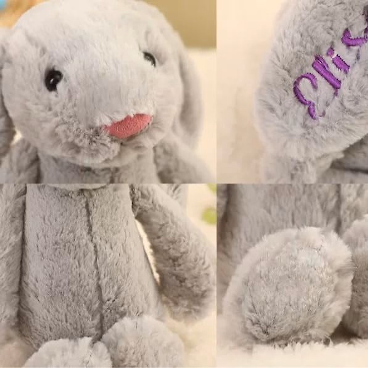 Custom Easter Bunny Custom Bunny Stuffed Animals With Child's Name Handmade Personalized Plush Rabbit Toy for Girls Boys Kids