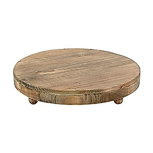 47th & Main Round Footed Serving Tray, Small, Natural Wood