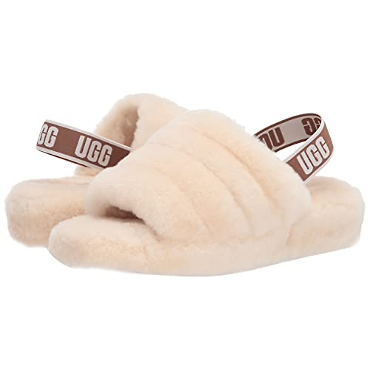 UGG Women's Fluff Yeah Slide Slipper, Natural, 9 M US