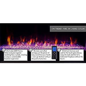 SEI Furniture Torlington Indoor Electric Fireplace with Mantel, Color Changing LED Flame, White/Gray Marble