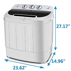 ZenStyle Compact Mini Twin Tub Top Load Washing Machine w/Washer Spinner, Built-In Gravity Pump, 13lbs Capacity, 5.74 FT Power Cord Included