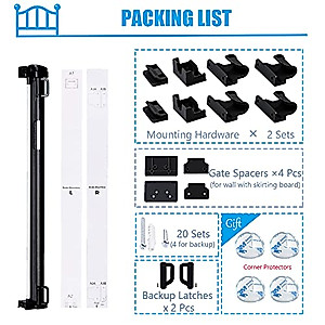 Double Elite Retractable Stair Gate 71 inch Widest Baby Safety Gate, 34” Tall, One Hand Operated Baby Gate with Spacers/Upgraded Parts, Indoor/Outdoor Stair Gate for Baby/Pet Dog/Stairway, Black