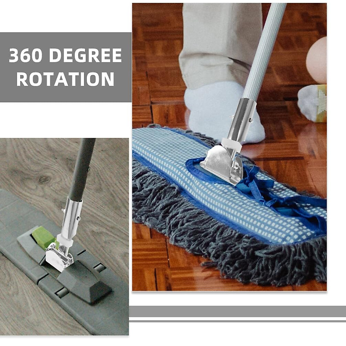 HOLIDYOYO Commercial Mop Clamps Stainless Steel Mop Bar Clamp Heavy Duty Mop Head Replacement Holder Change Mop Handle Gripper Mop Handle Adapter