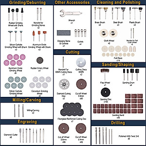 Rotary Tool Accessories Kit,Craftforce 452pcs Accessories Kit Compatible with 1/8" Shank Dremel Tool & Flex Shaft Grinder for Easy Cutting Grinding Sanding Carving Polishing Engraving Drilling