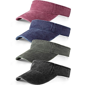 4 Pieces Sun Visor Sun Sports Adjustable Visor Sport Wear Athletic Visor Golf Hat for Men Women(Black, Wine Red, Dark Green, Blue)