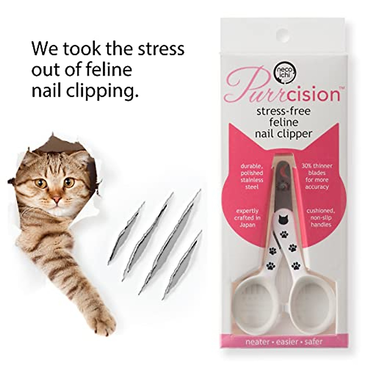 Purrcision Feline Cat Nail Clippers Stress-Free, Expertly Crafted in Japan, Neater, Easier, Safer, 30% Thinner Blades, No.1 Seller in Japan!