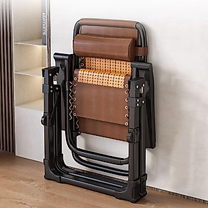 Zero Gravity Reclining Chair Folding Sun Lounge Chair Bamboo with Adjustable Backrest and Pillow & Cup Holder, Outdoor Portable Leisure Deck Chair for Garden Patio Backyard Beach