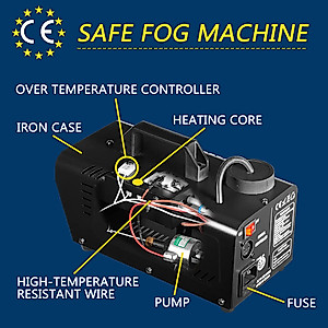 XWSTGEQ Fog Smoke Machine, 500 Watt Portable Smoke Machine with Wireless & Wired Remote Control for Halloween Wedding and Stage Effect
