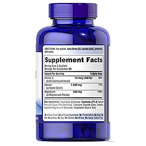 Puritan's Pride Calcium Magnesium with Vitamin D Helps Maintain Bone Strength, 240 Caplets