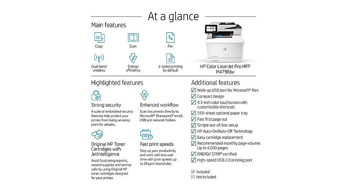 HP Color LaserJet Pro M479fdw Wireless Printer - Fast, Secure, Versatile