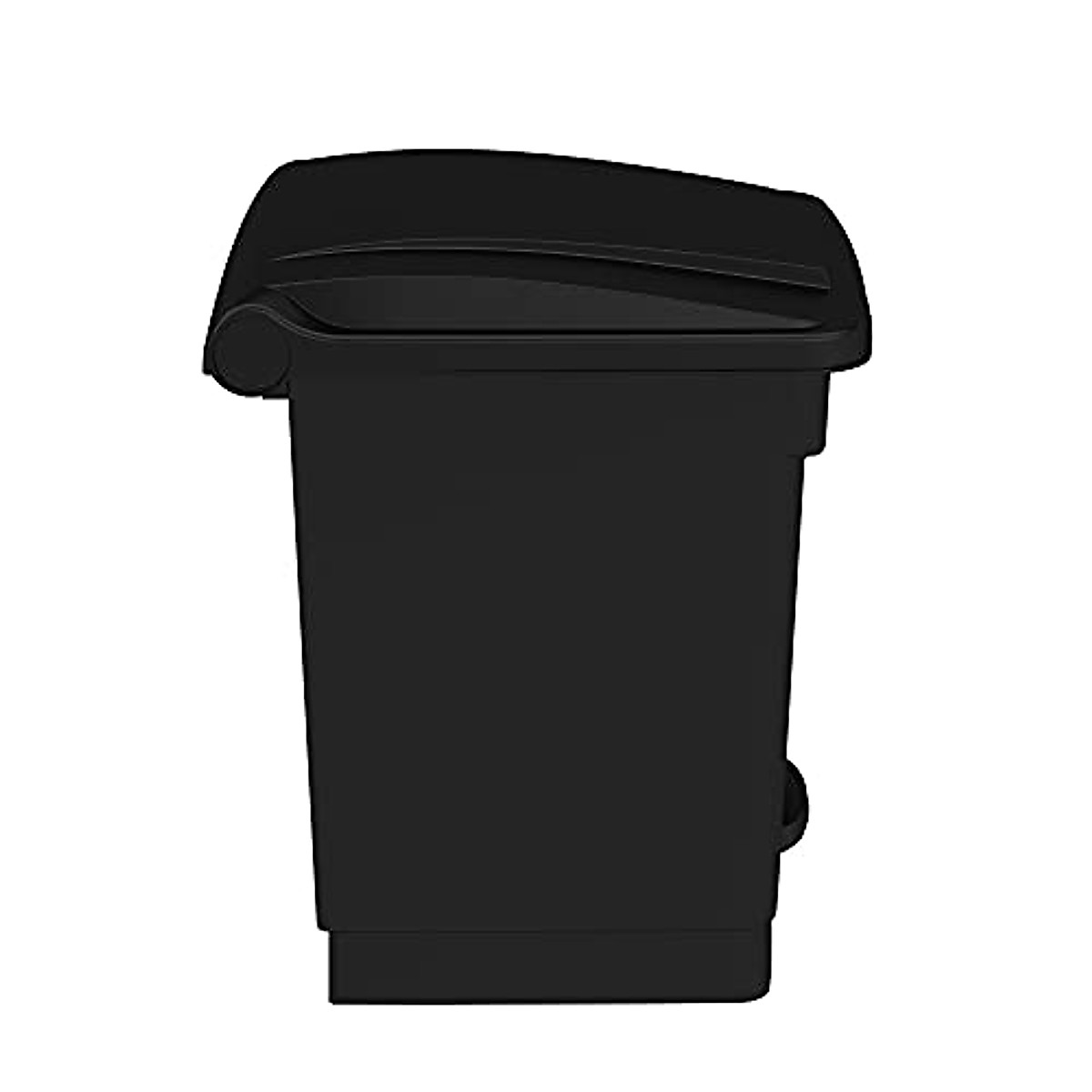 Safco Products Plastic Step-On Trash Can for Hands-Free Disposal, Great for Home/Commercial Use, 8 Gallon, Black (9924BL)