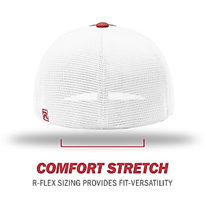 Richardson Unisex 172 Trucker Pulse Sportmesh R-Flex Baseball Cap, Tri Black/White/Red SM-MD, Small/Medium