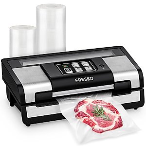 FRESKO Smart Vacuum Sealer Pro, Full Automatic Food Sealer Machine with Auto Dry/Moist Detection, Roll Bag and Built-in Cutter, Powerful Seal a Meal Sealer Machine for Food Stoarge and Saver