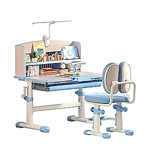 Kids Desk and Chair Set 3-18 Year Old, Toddler Chair and Table Set, with 0-60° Table Angle Adjustment and Easy to scrub graffiti painting desktop, Height Adjustable Ergonomic Children Study Desk ( Col