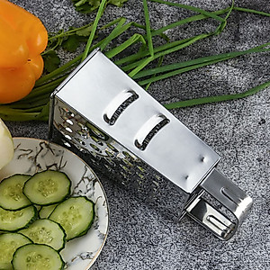 SHERCHPRY Vegetable Slicer Box Grater Cheese Graters Stainless Steel Vegetable Shredder Mandoline Slicer Nuts Kitchen Slicer Shredder Zester Grater 8inch Cheese Grater