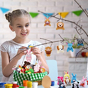 Fovths 48 Pieces Mini Plush Animals Toys Set Lovely Small Stuffed Animal Keychain Decor for Easter Hunts, Party Favors, Carnival Prizes, Egg Hunt Supplies, Goodie Bag Fillers