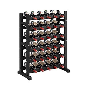 TORVA Wine Rack Freestanding Floor,30 Bottles HDPE Wine Bottle Holder,6-Tier High-Density Plastic Wine Storage Display Shelves for Kitchen, Living Room, Wine Cellar, Bar ,Vintage(Black)