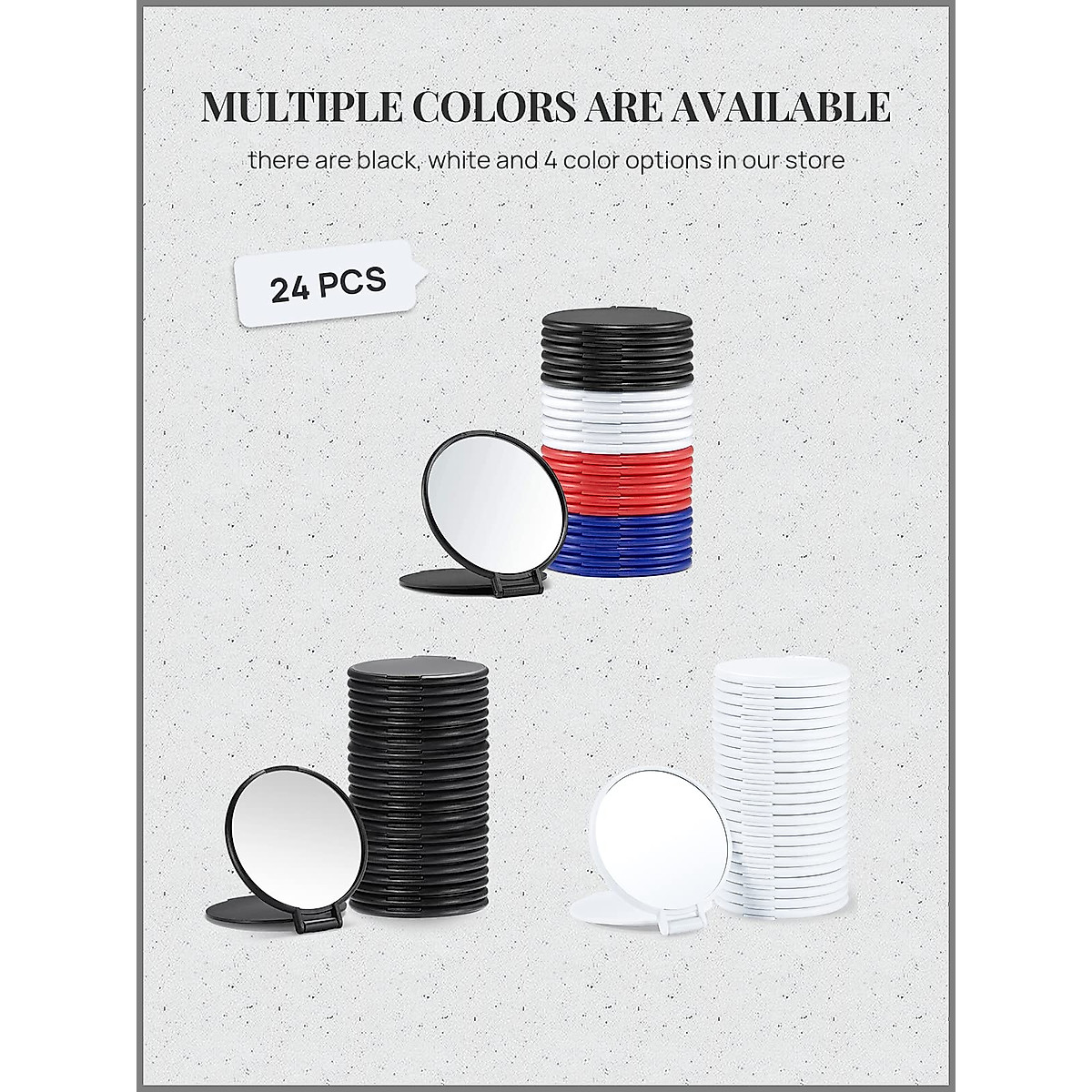 Getinbulk Compact Mirror Bulk, Round Makeup Mirror for Purse, Set of 24 (White)