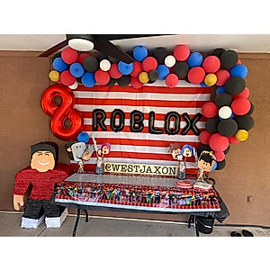 RUINI Polyester Red and White Stripe Backdrop Birthday Party Bridal Baby Shower Wedding Decor 7x5FT