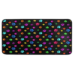 Blueangle Colorful Dog Paw Print Kitchen Rugs Microfiber Cushioned Mats Soft Non-Slip Kitchen Floor Mats Washable Comfort Doormats (20” x 39”)