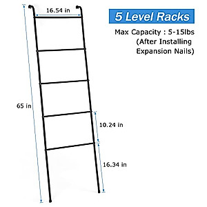 Blanket Ladder Towel Ladder for Bathroom Blanket Rack for Living Room Bathroom Laundry Room Black