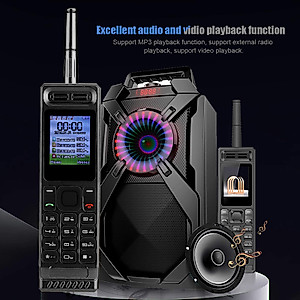 Retro Brick Shape Mobile Phone, W2 Unlocked Big Cellphone 2G Retro Bluetooth Cell Phone 1.77in Screen 4800mAh Power Bank Support Four Card Four Standby (Black)