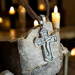 925 Sterling Silver Small Orthodox Cross Necklace for Men Women - Dainty Jesus Christ Crucifix Pendant - Christian Religious Jewelry Gifts for Women Men - Handmade