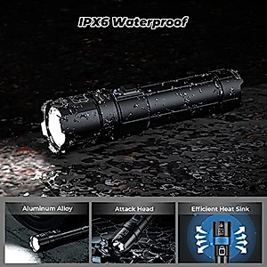 lemihui Rechargeable LED Flashlight High Lumens, 990,000 Lumens Bright Powerful Flashlight, 5 Modes, IPX6 Waterproof Handheld Flash Light for Camping Hiking