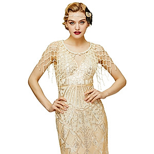 BABEYOND Pearl Cape for Women Evening Shawl Beaded Night Vintage Cover Up for Party