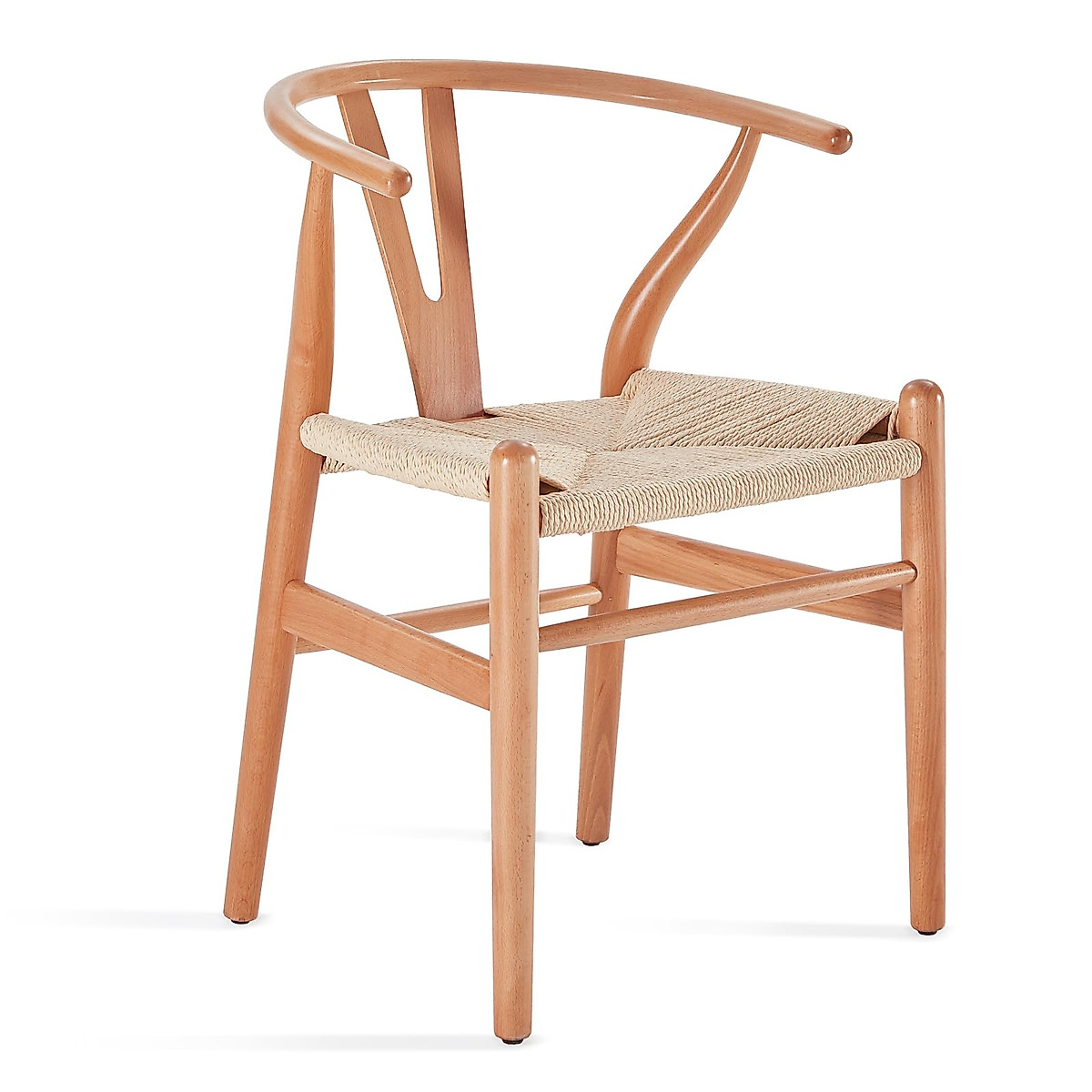 STARY Wood Wishbone Dining Room Chairs Mid Century Modern Wooden for Your Beach House, Fully Assembled, Nature - Set of 2