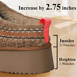 NATRAKI Women's Platform Slippers Mini Boots Braid with Plush Fleece Lining Fuzzy Slippers for Women Slip on Clogs