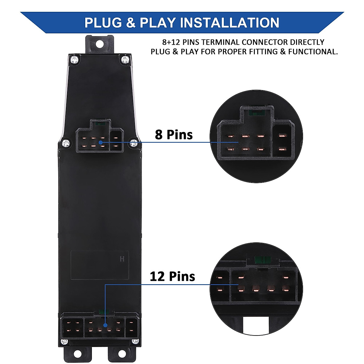 Master Power Window Switch and Bezel 56049805AB, Compatible with 2002-2009 Dodge Ram 1500 2500 3500, 2001-2004 Dodge Dakota, 01-03 Dodge Durango, 05-09 Dodge Sprinter, Replaces 68171680AA, 641-00653L