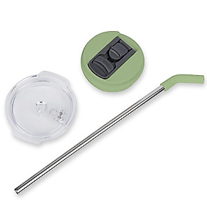 Ideus 18oz Spill Proof Coffee Tumbler with Straw, Stainless Steel Insulated Coffee Mugs, Trave Coffee Cup, Double Wall Vacuum Flask for Adult Men and Women, Avocado Green